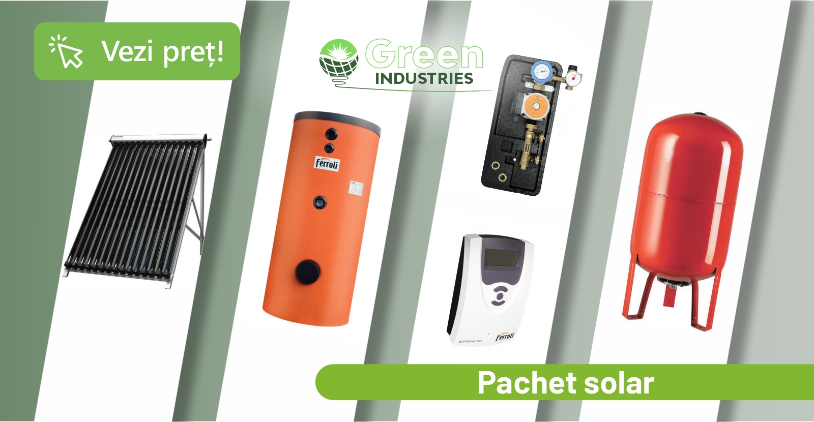 Pachet solar 2 colectori 20 TUBURI, boiler 300 litri (acm pentru 4-5 ...